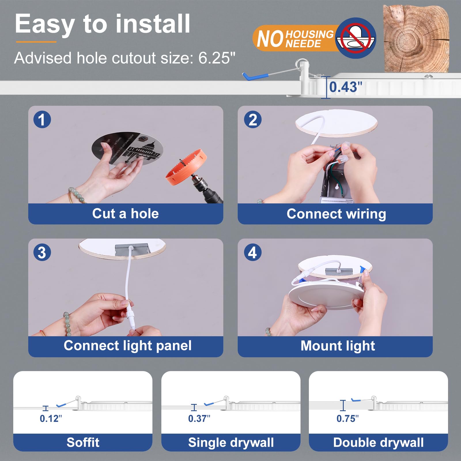 Snapklik.com : Taptoron Recessed Lighting 6 Inch Ultra Thin Canless LED ...