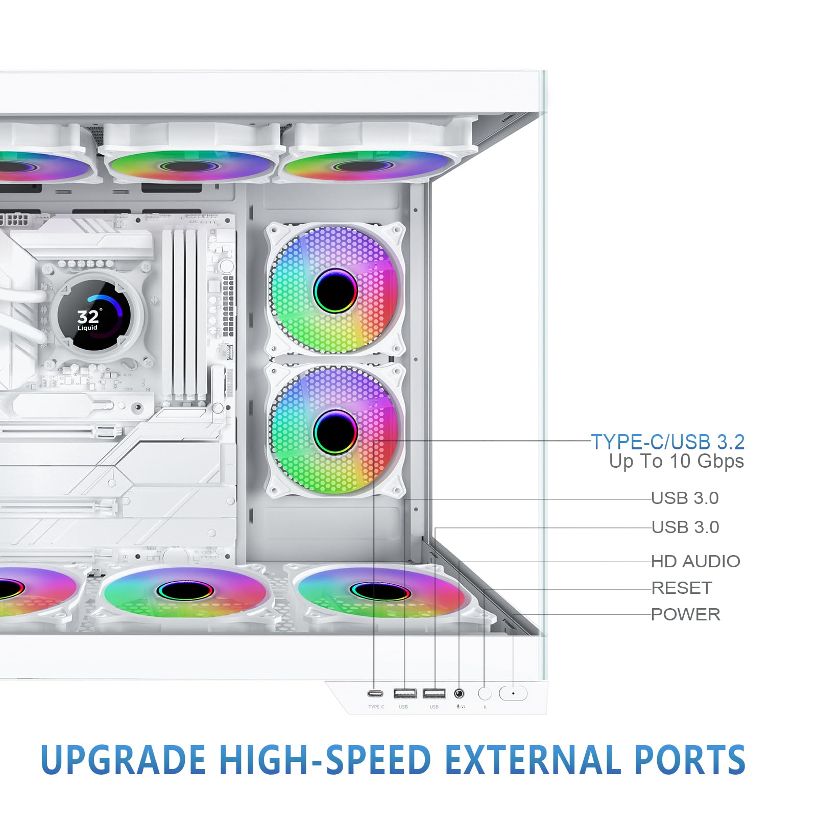 Snapklik.com : SevenHero ATX PC Case, 5 ARGB Fans, Type-C Port, 270 ...