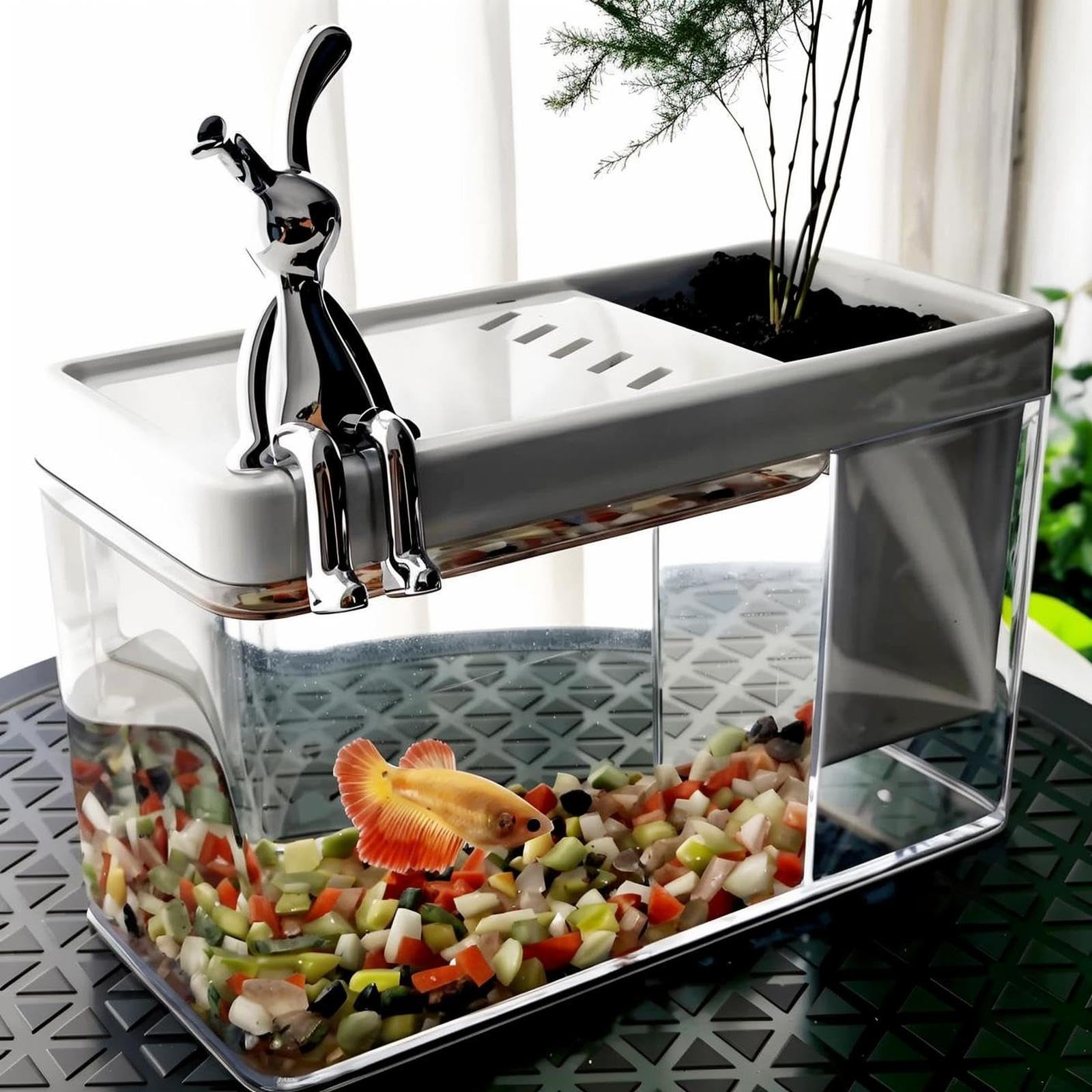 Amazon.com : Multi-Purpose Mini Betta Fish Tank, Desktop Office Small ...