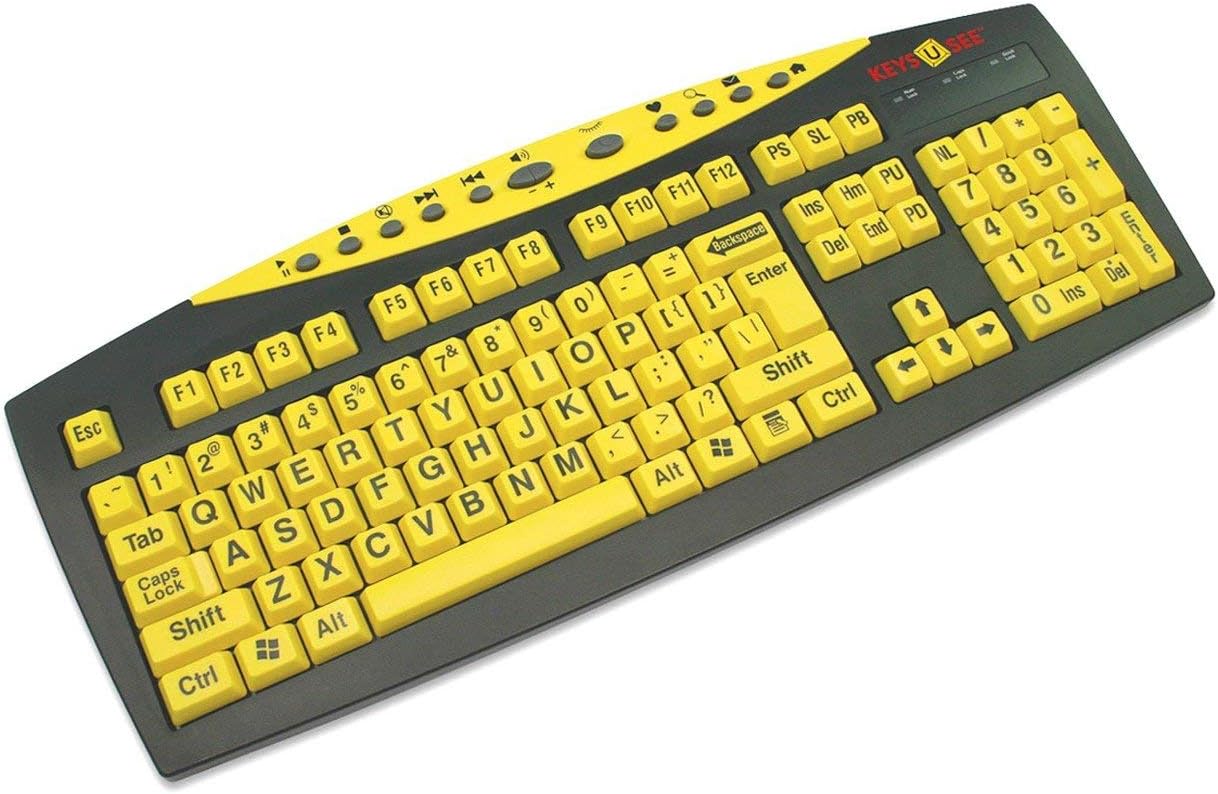 Amazon.com: Ezsee Low Vision Keyboard Large Print Yellow Keys USB ...