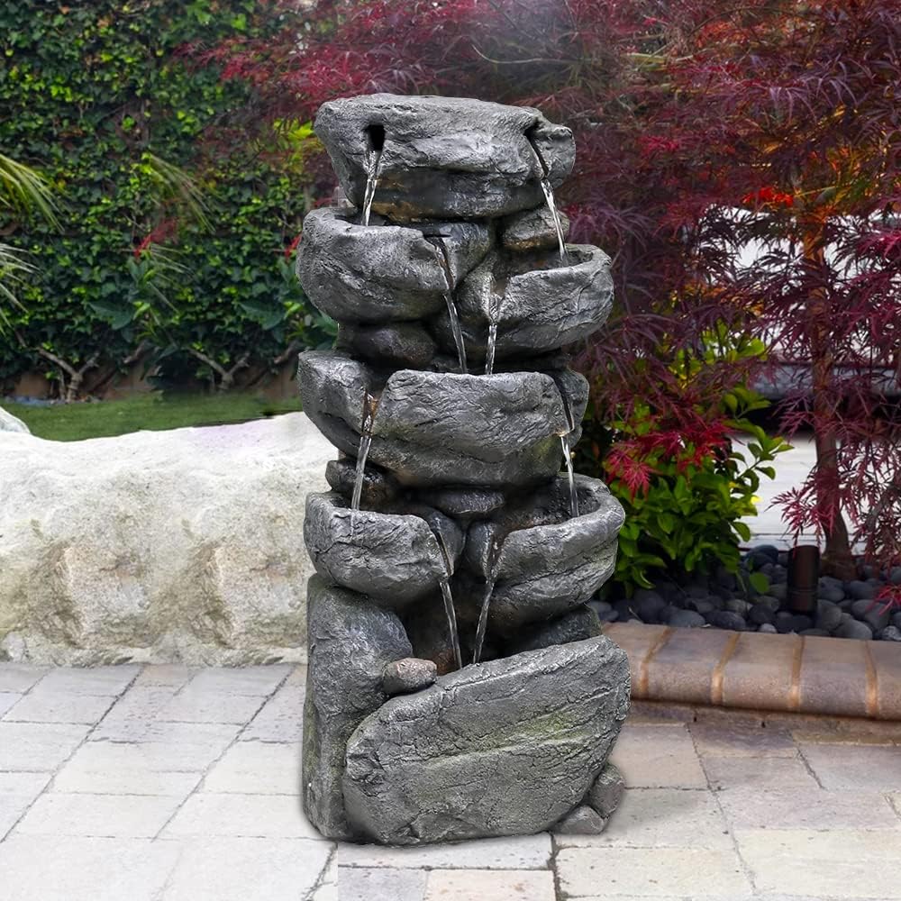 Naturefalls Fuente en cascada de roca escalonada de 314 pulgadas con ...