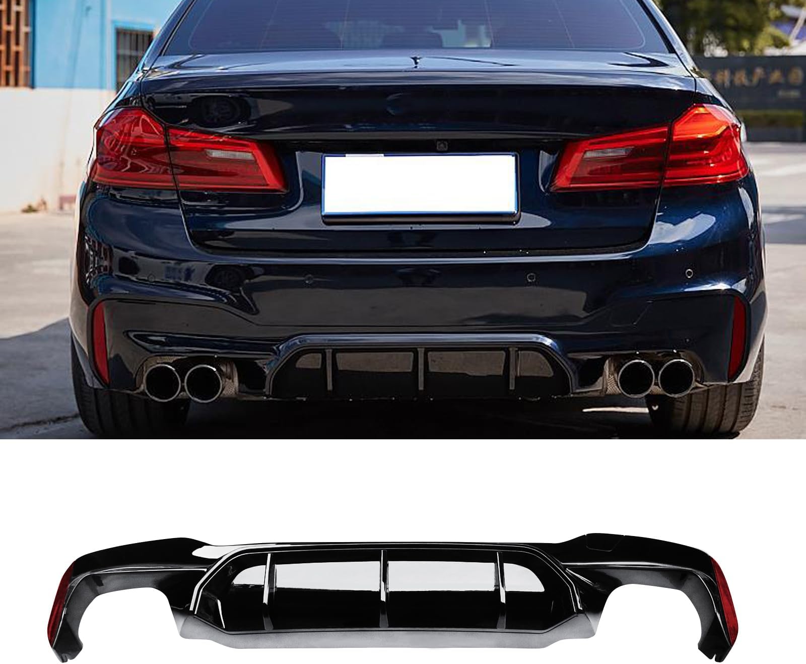 Amazon.com: M5 Style Glossy Black Rear Diffuser Compatible for 2017 ...