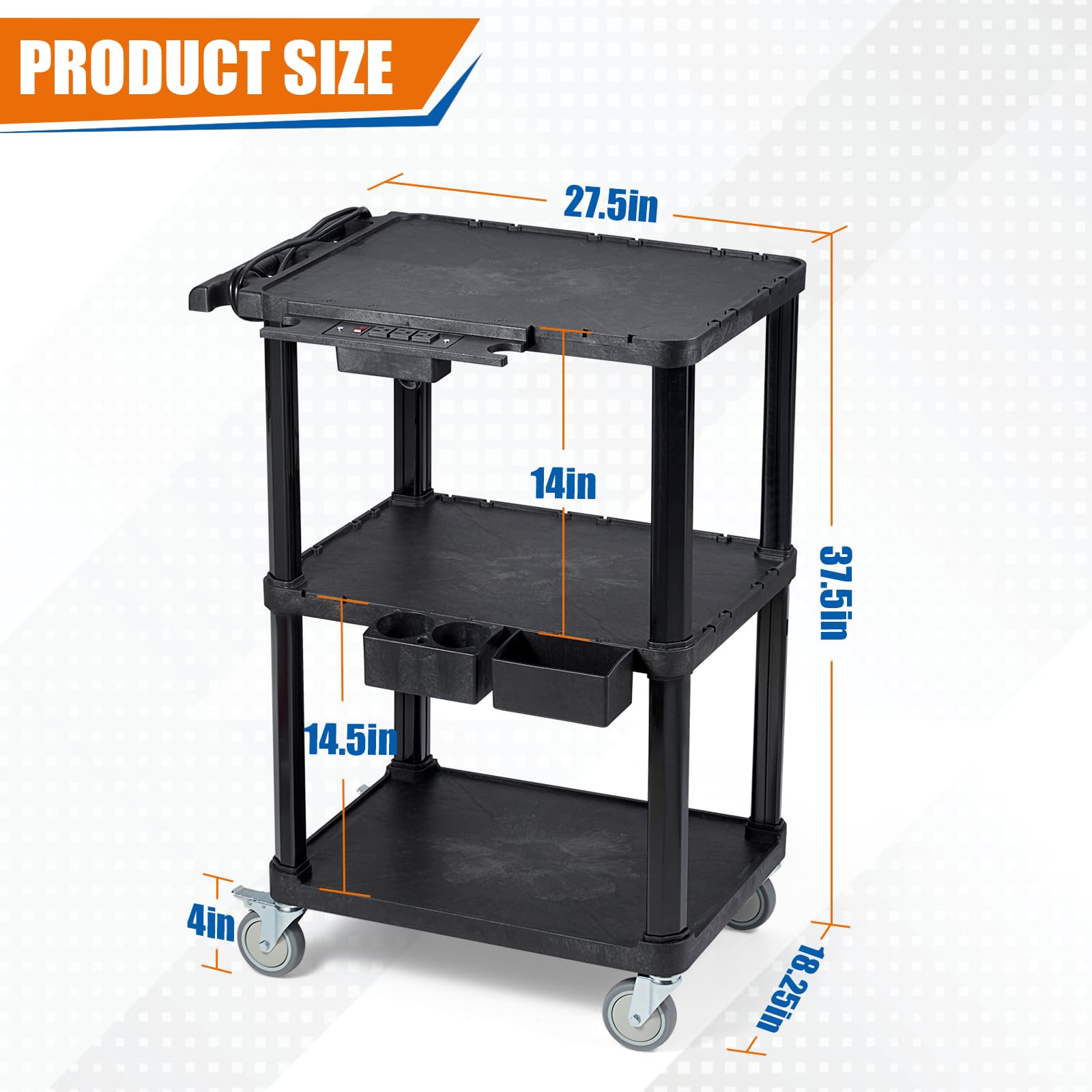 Snapklik.com : ELAFROS Heavy Duty 3-Tier AV Cart