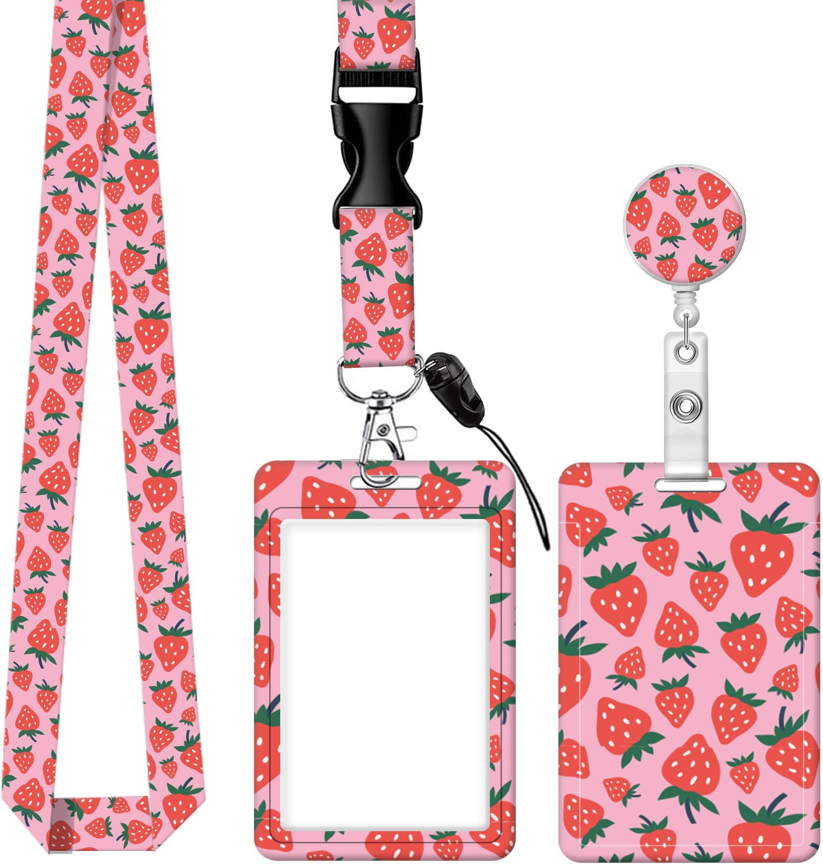 Amazon.com : Lincia 4 Sets Pink ID Badge Holder with Lanyard Badge Reel ...