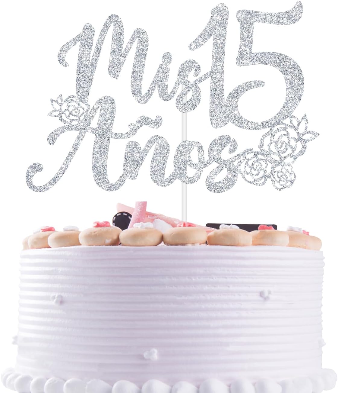 Amazon.com: Sliver Glitter Mis 15 Años Cake Topper, Feliz 15 Años/Happy ...