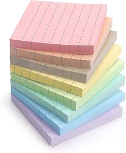 Amazon.com : Lined Sticky Notes 3x3 Inch, 8 Pack, Light Colors, Premium ...