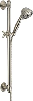 Delta Faucet 7-Spray Slide Bar Hand Held Shower with Hose, Brushed ...