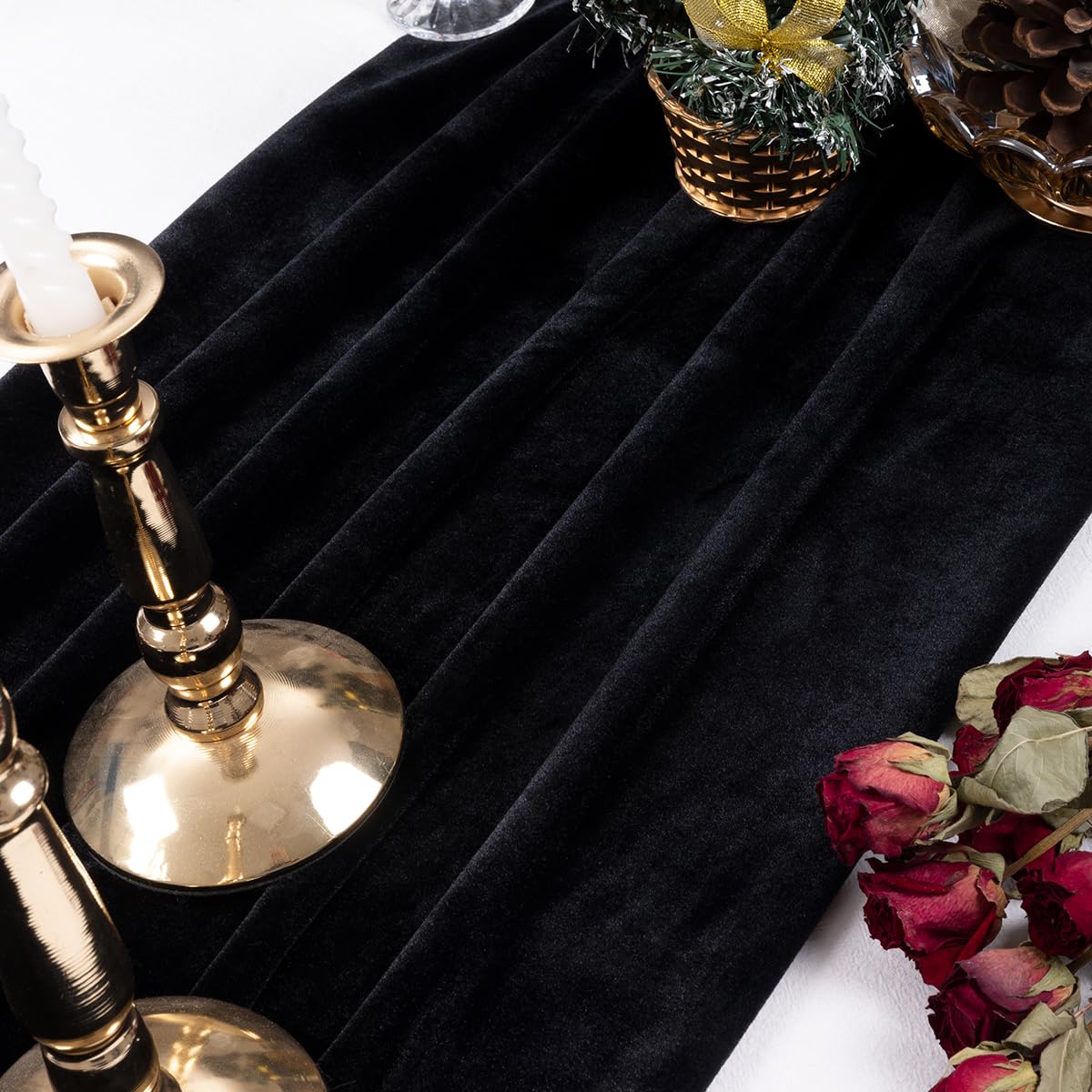 Amazon.com: MLMC Black Velvet Table Runner 10ft Luxurious Velvet Cotton ...