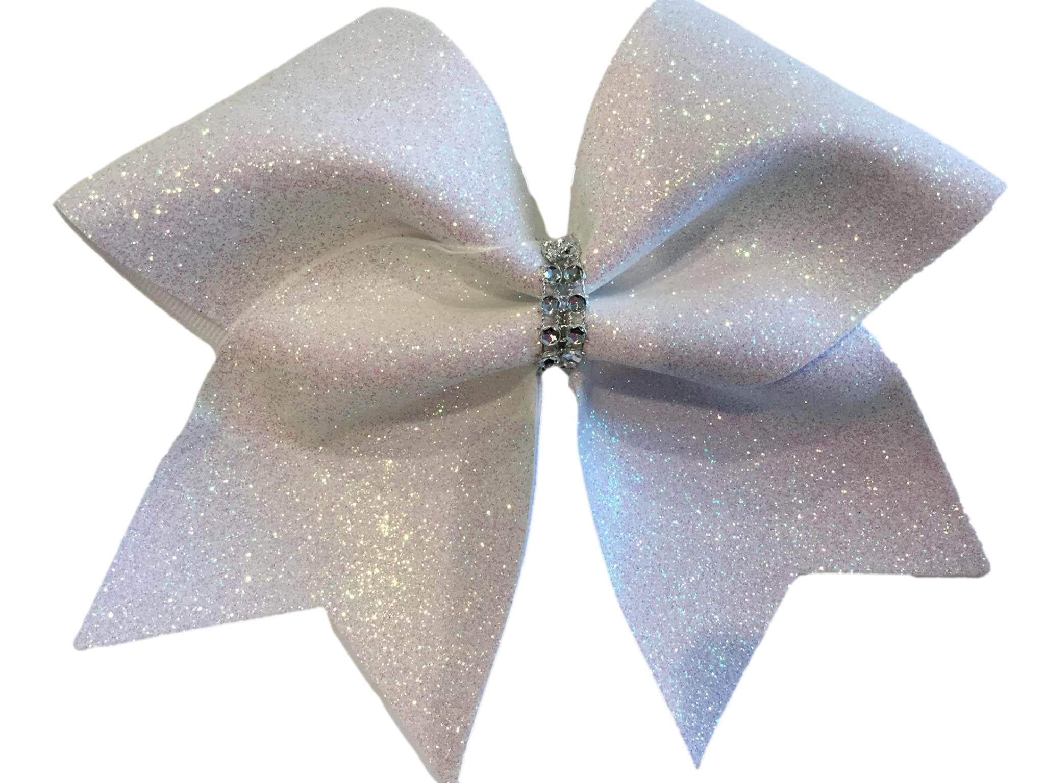Silver Glitter Cheer Bow