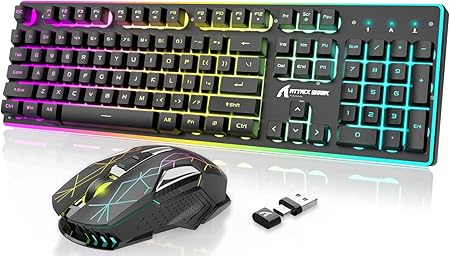 ATTACK SHARK T3 2.4G Wireless Gaming Keyboard and Mouse Combo, 104 Key ...