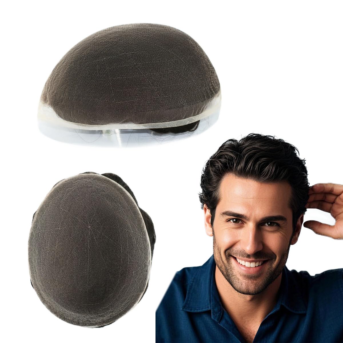 Amazon.com : Tresshairca 100% Real Human Hair System Men's Full Lace ...