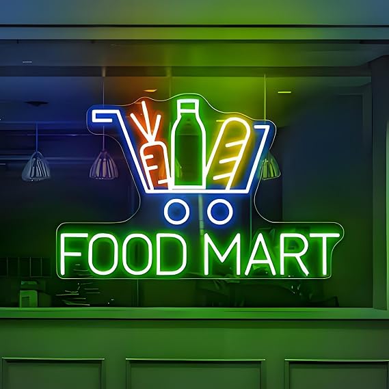 Food Mart Neon Sign - Dimmable, Customizable Colors, Ideal Neon Sign ...