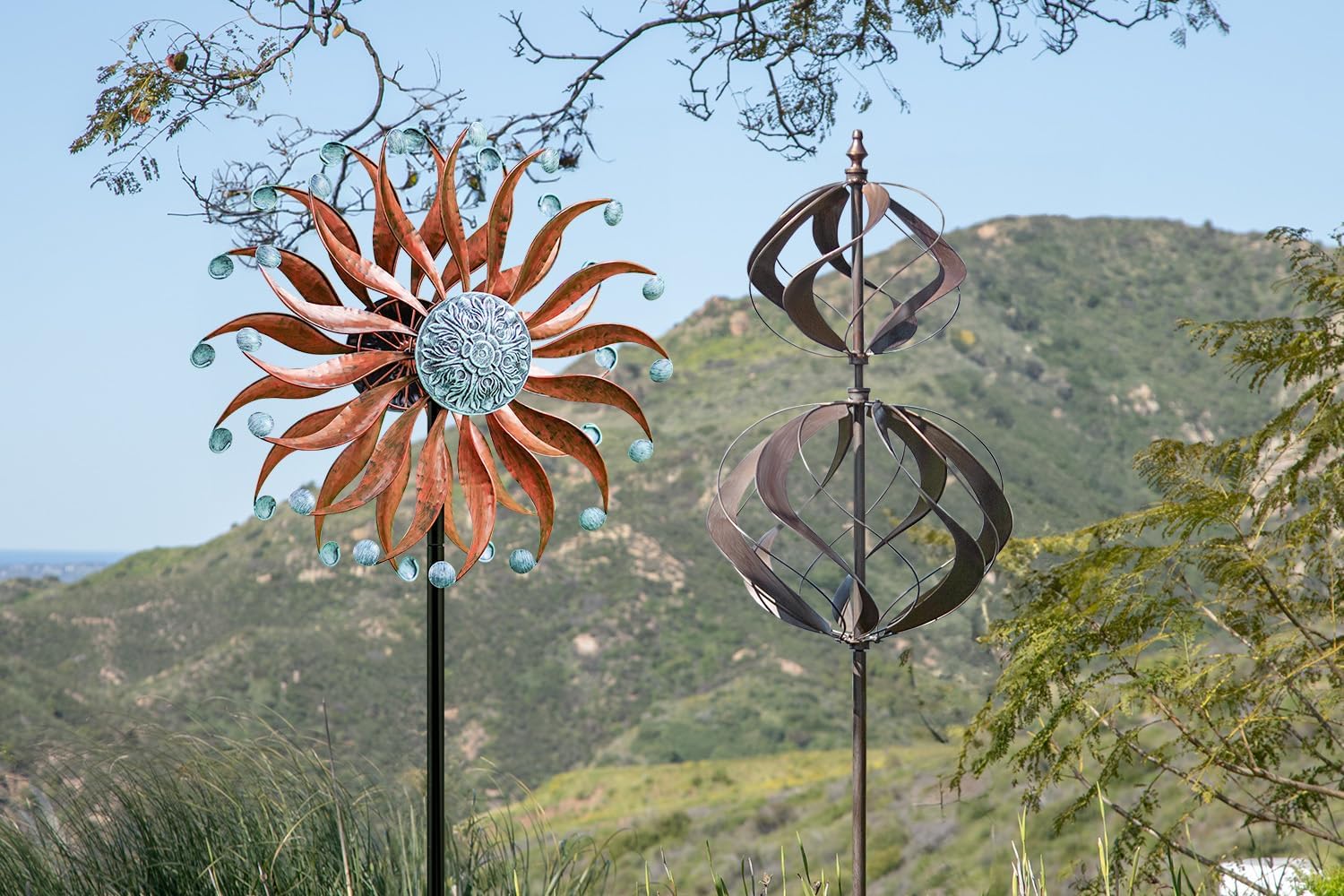 Amazon.com: LimeHill Willow Leaf Wind Spinner and Silver Spherality ...