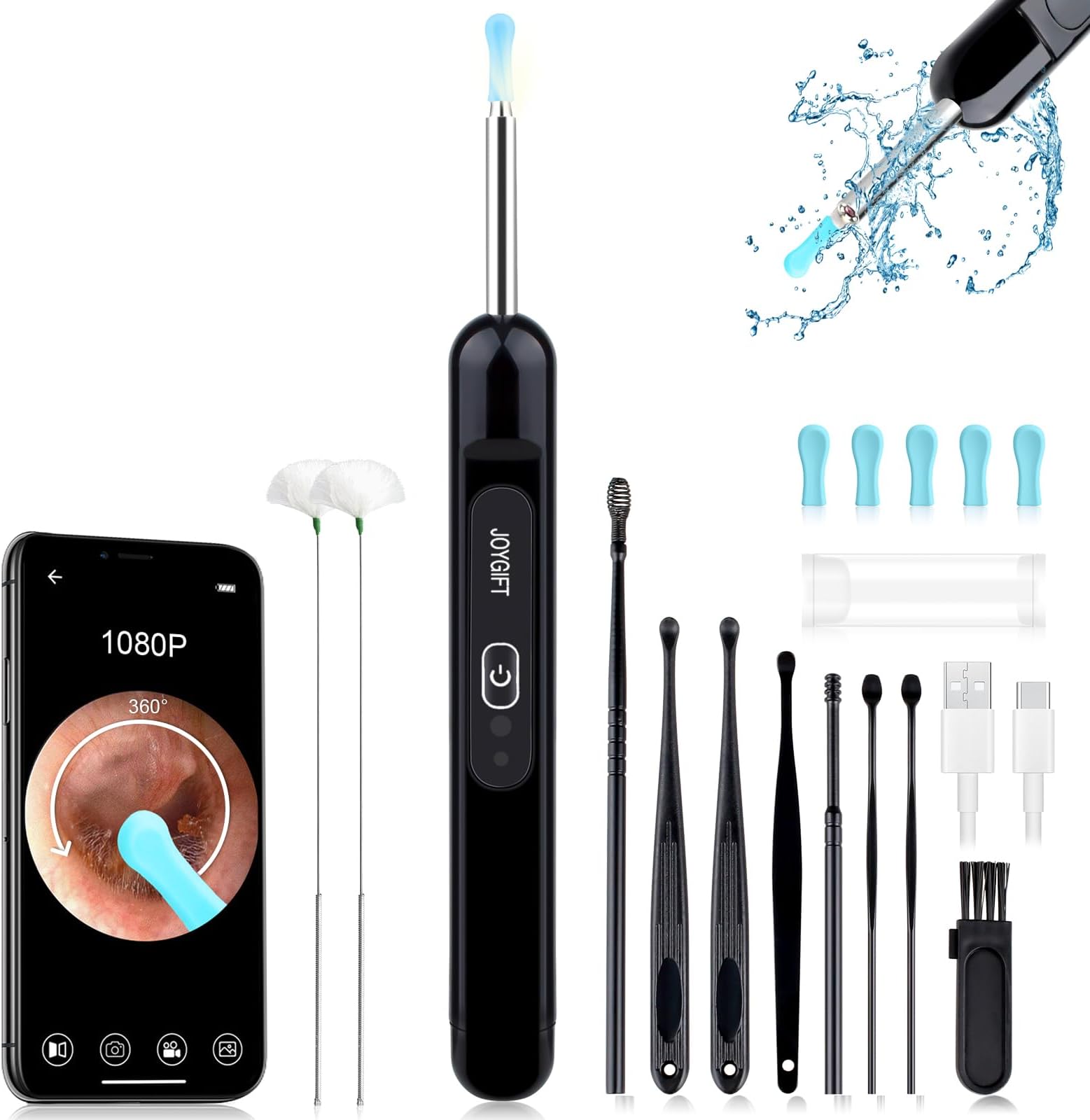 Amazon.com: Ear Wax Removal, Ear Cleaner with 1080P HD Camera, with 6 ...