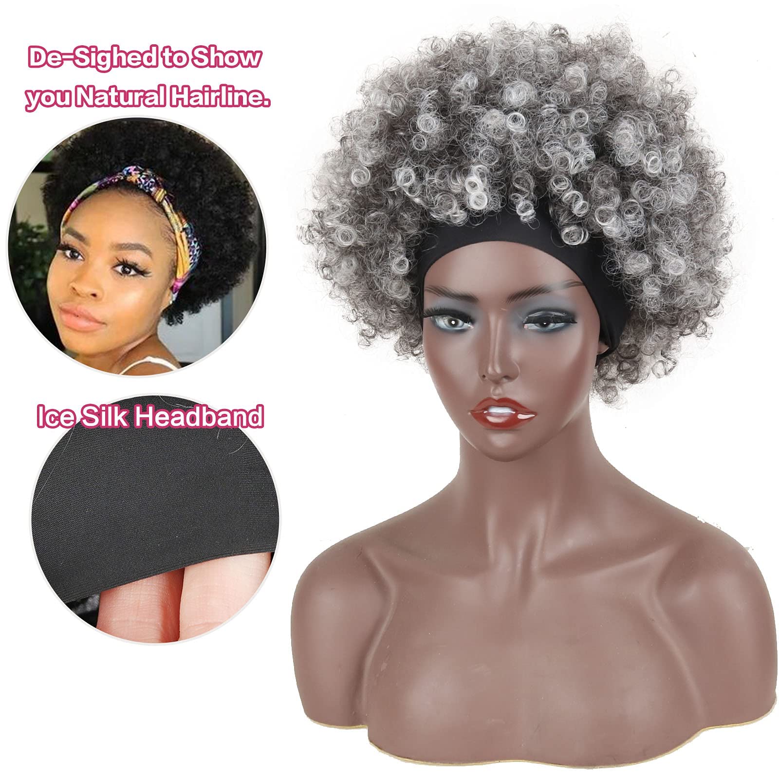 Snapklik.com : LEOSA Afro Kinky Curly Headband Wigs For Black Women ...