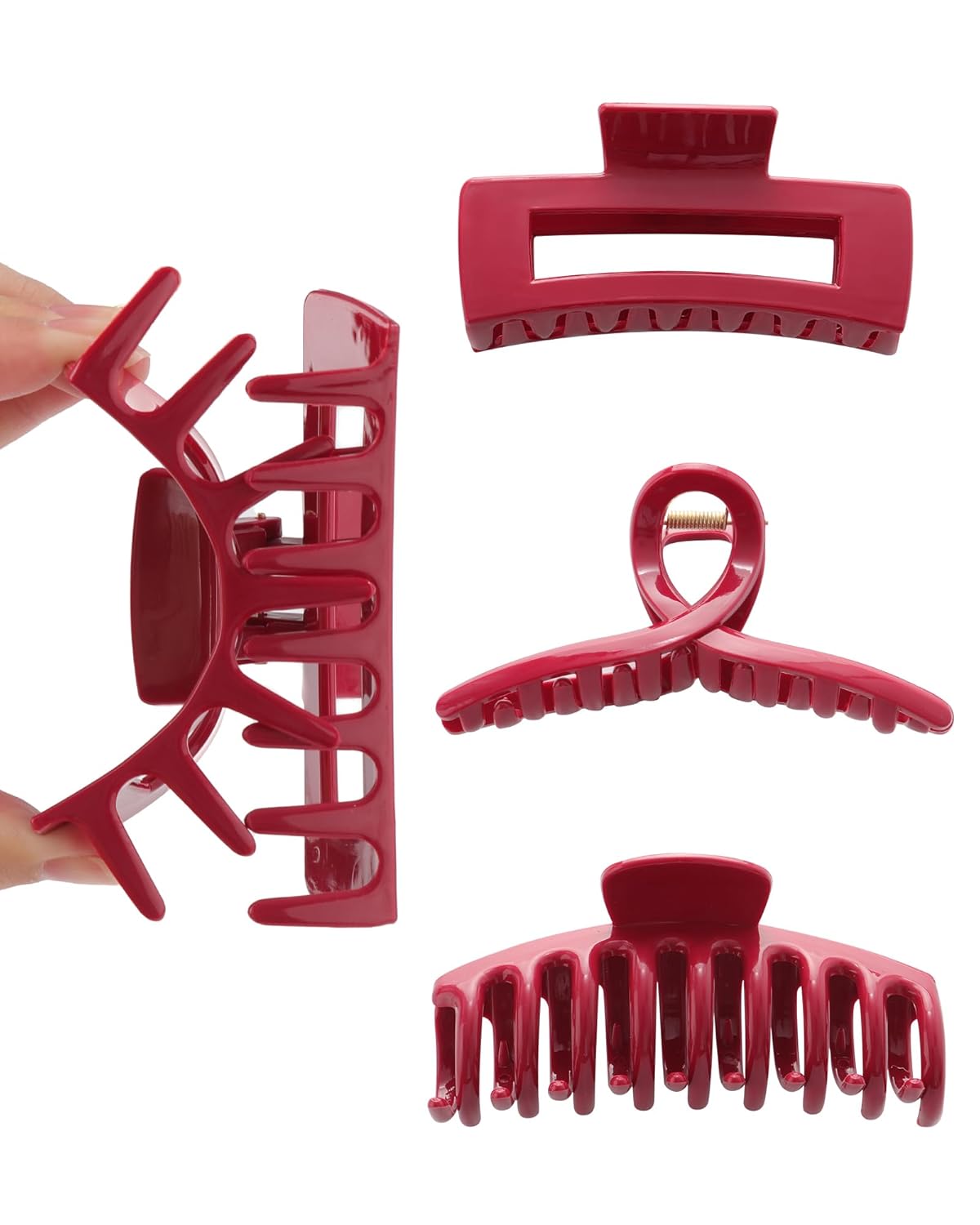 Amazon.com : 3 Styles Large Hair Clips for Women, Strong Hold Matte Non ...