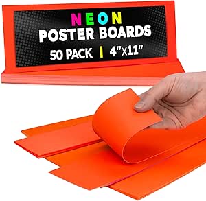 Amazon.com: Hygloss Small Poster Board 4x11 - 50 Neon Red Single Color ...