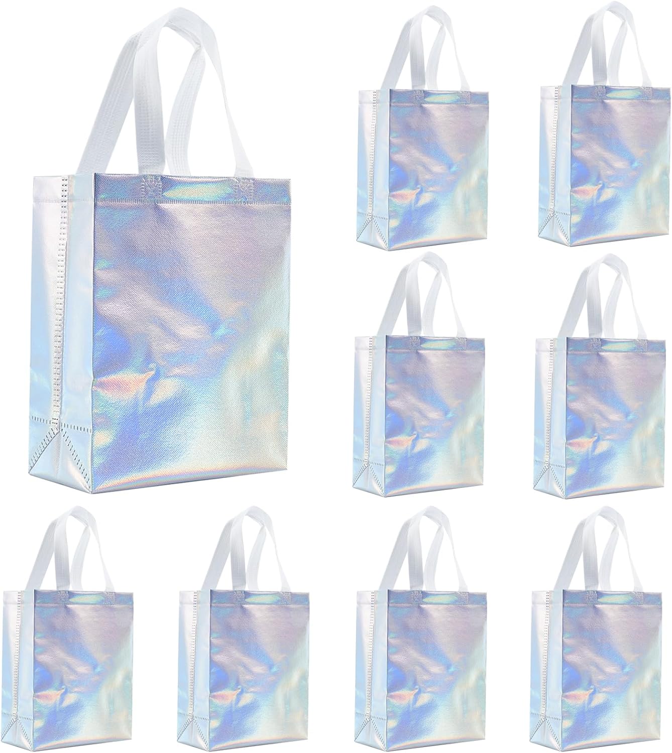 Amazon.com: Tendwarm 12 Pcs 8x4x10 Inches Reusable Iridescent Gift Bag ...
