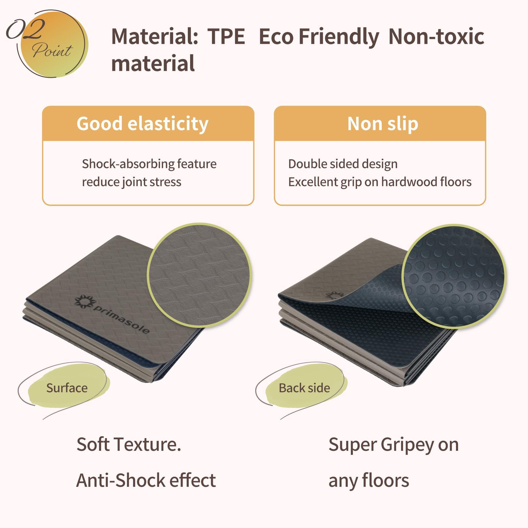 Snapklik.com : Primasole TPE Folding Yoga Mat Travel Double Side Non ...