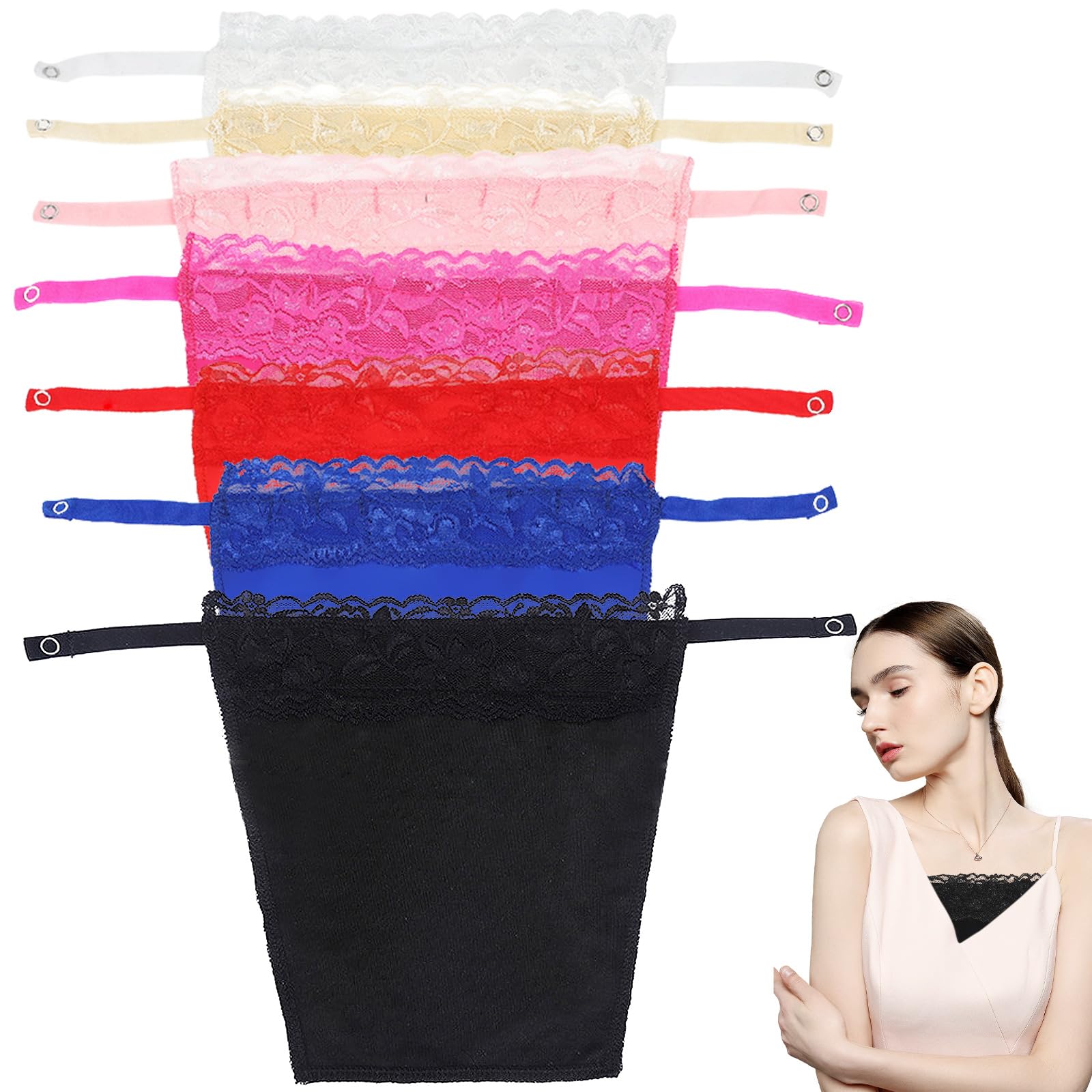 7pcs Lace Modesty Panels for Low Cut Tops, Adjustable Cleavage Cover Up ...
