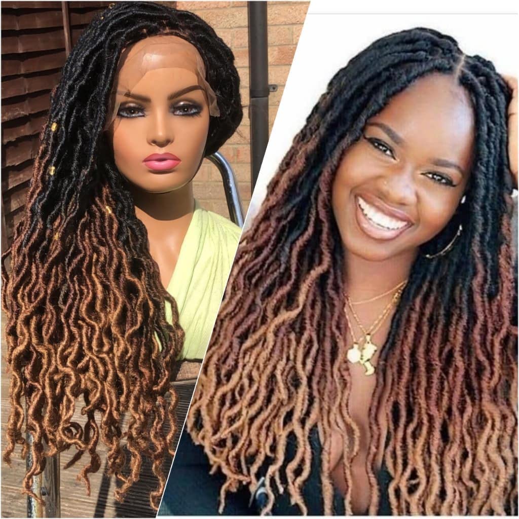 Amazon.com : Crochet Gypsy locs wig full lace ombre Faux Locs wig ...