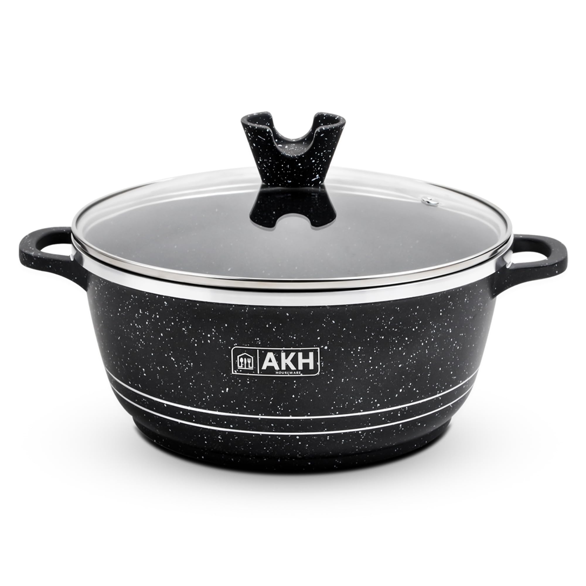 AKH HOUSEWARE Non Stick Stock Pot with Lid Casserole Dish - Large Heavy ...