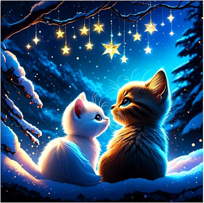 Amazon.com: croshom Cat Diamond Art Painting, DIY Cats Full Round Drill ...