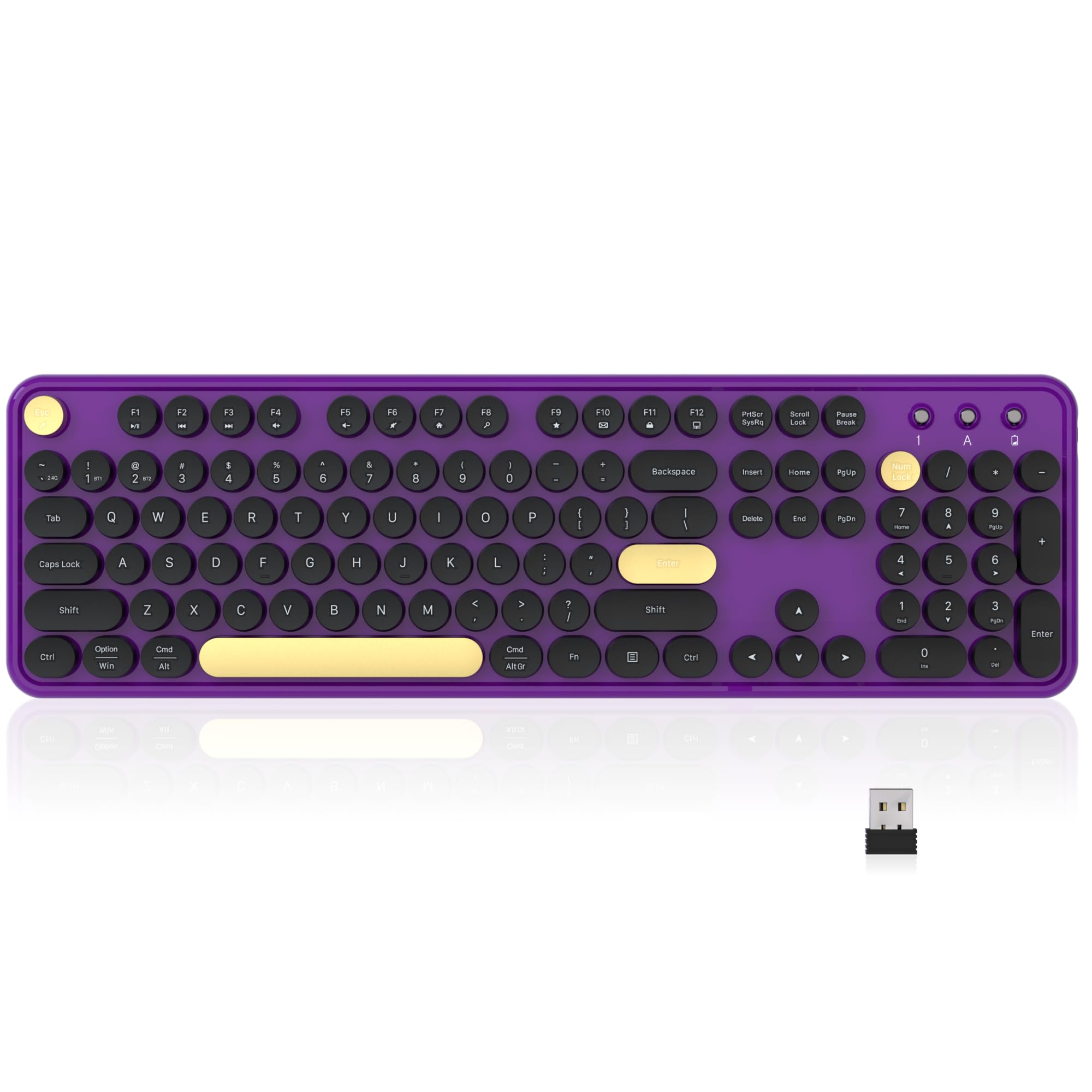 Links9 Wireless Bluetooth Keyboard Retro Typewriter Style Keyboard Full Size With