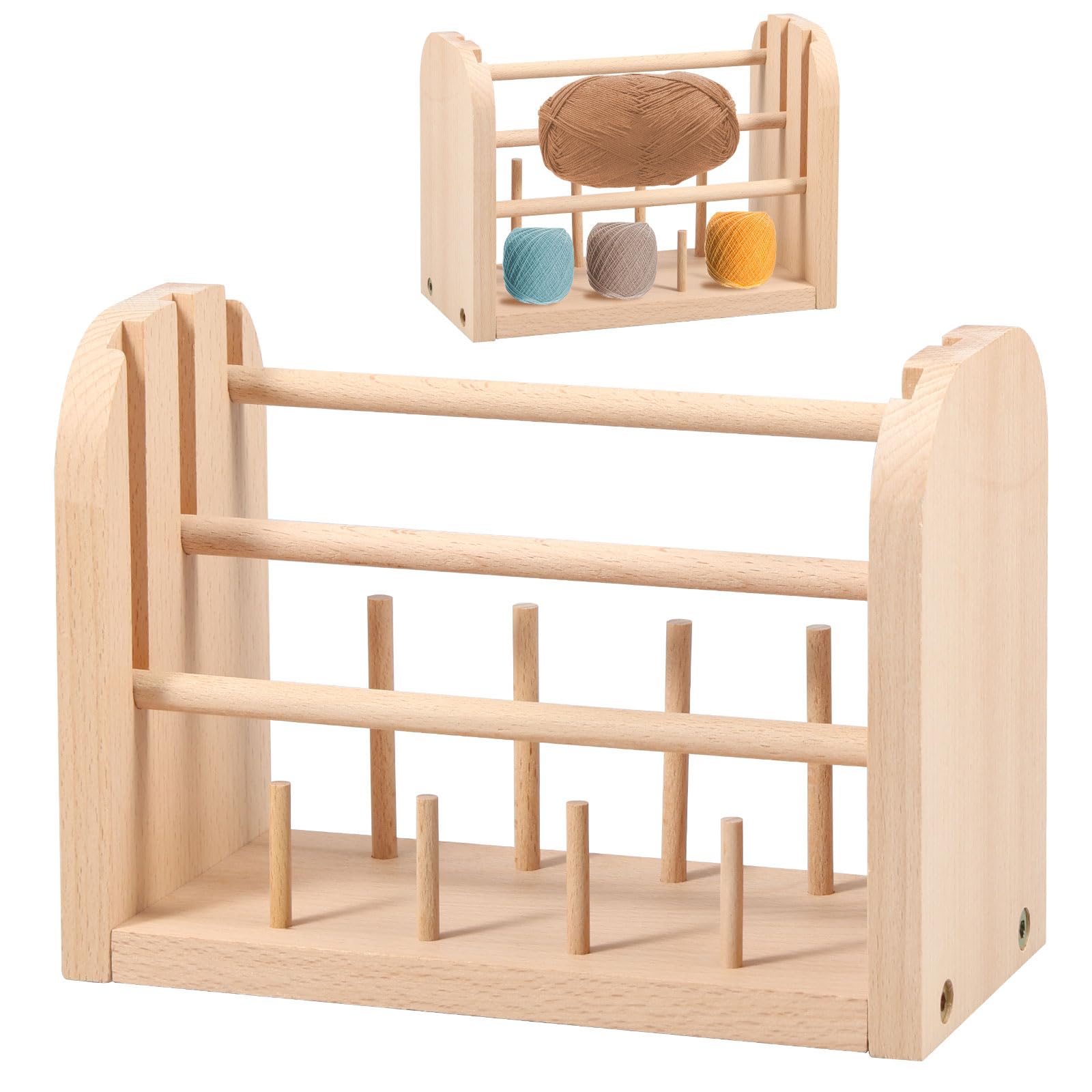 Amazon.com: kjcbkcb Wooden Spools Holder, Wooden Yarn Holder Stand ...