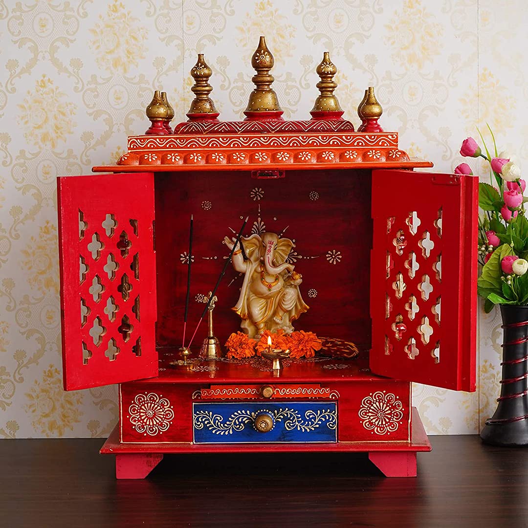 Devyom Rajasthani Ethnic Handcrafted Wooden Temple/Mandir/Pooja Ghar ...