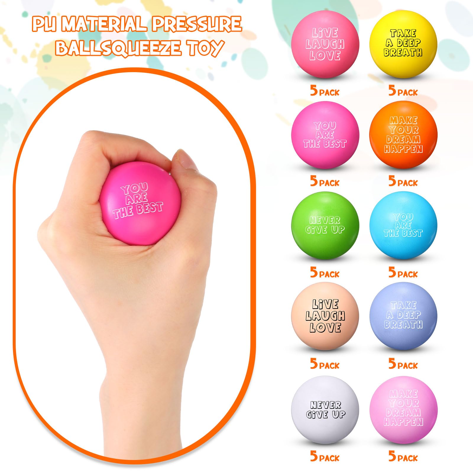 Snapklik.com : Libima 50 Pcs Motivational Stress Balls Bulk For Adults ...
