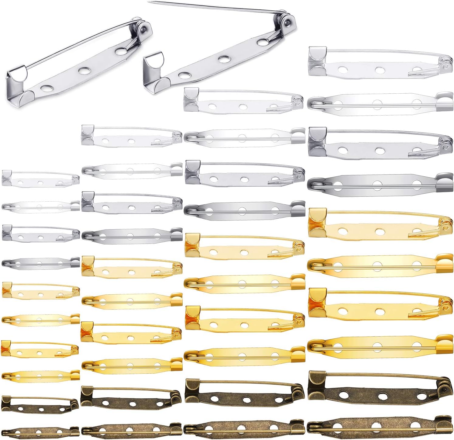 Amazon.com: 200 Pcs Gold Tone Brooch Pin Backs Clasp 1 Inch Bar Pins ...
