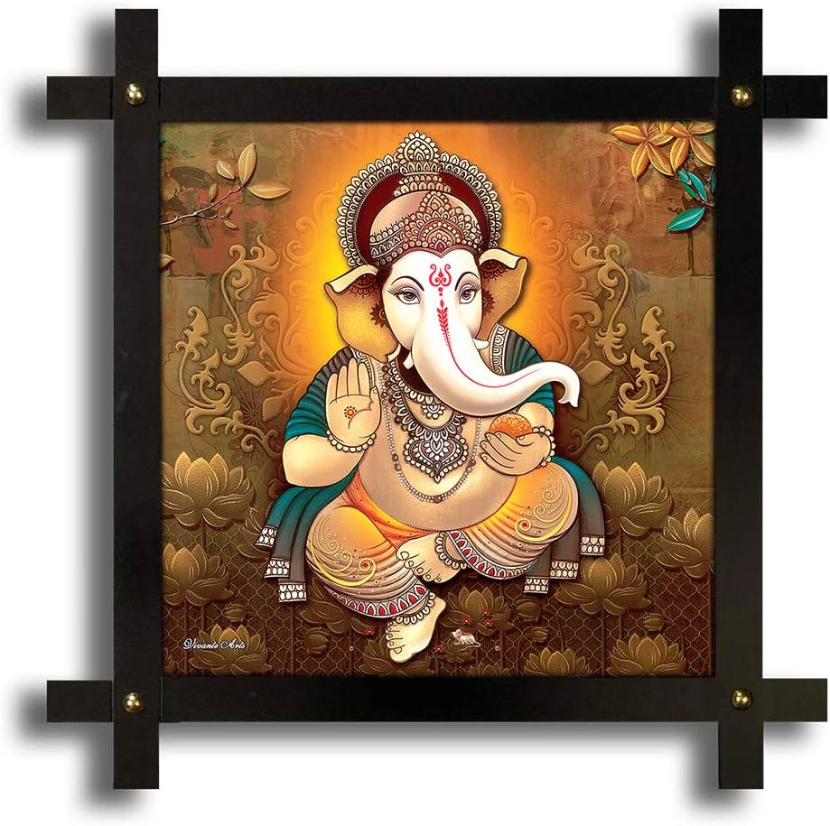 LIFEHAXTORE® Ganesha Art Framed painting | UV Textured | 3 Panel ...