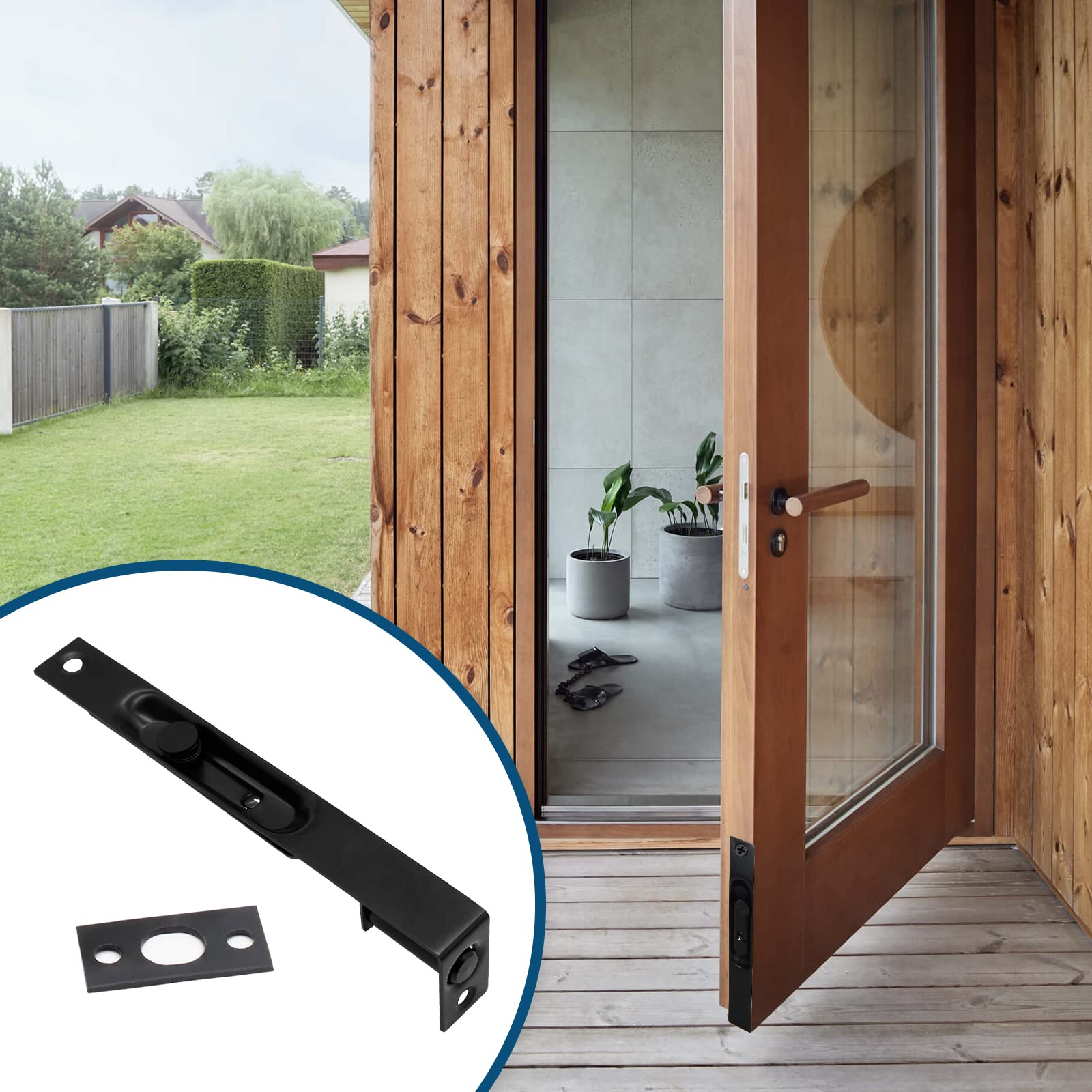 French Flush Mount Door Lock Concealed Sliding Bolt Lock 6 Inch