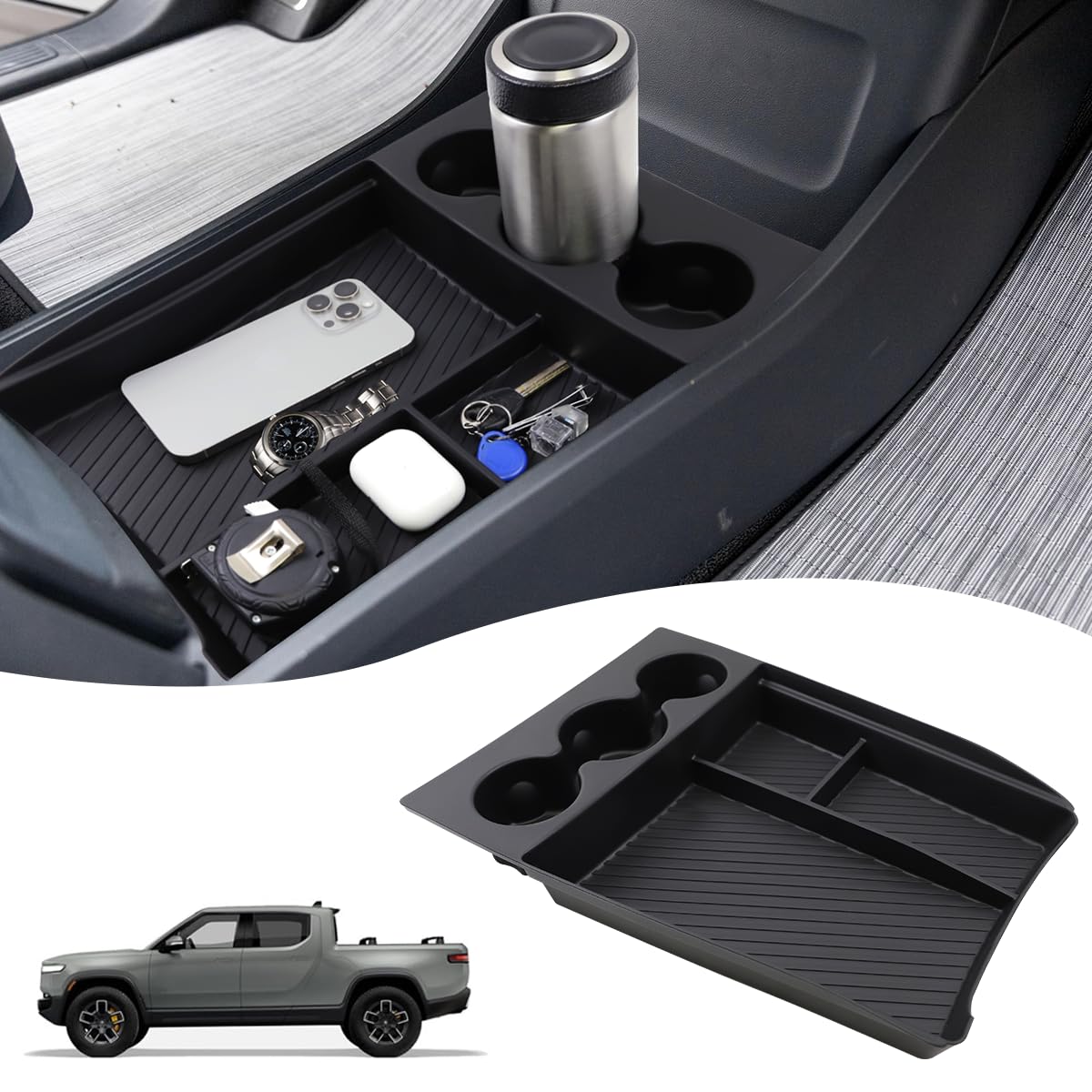 Rivian R1T R1S Accessories Lower Center Console Organizer Tray Storage ...