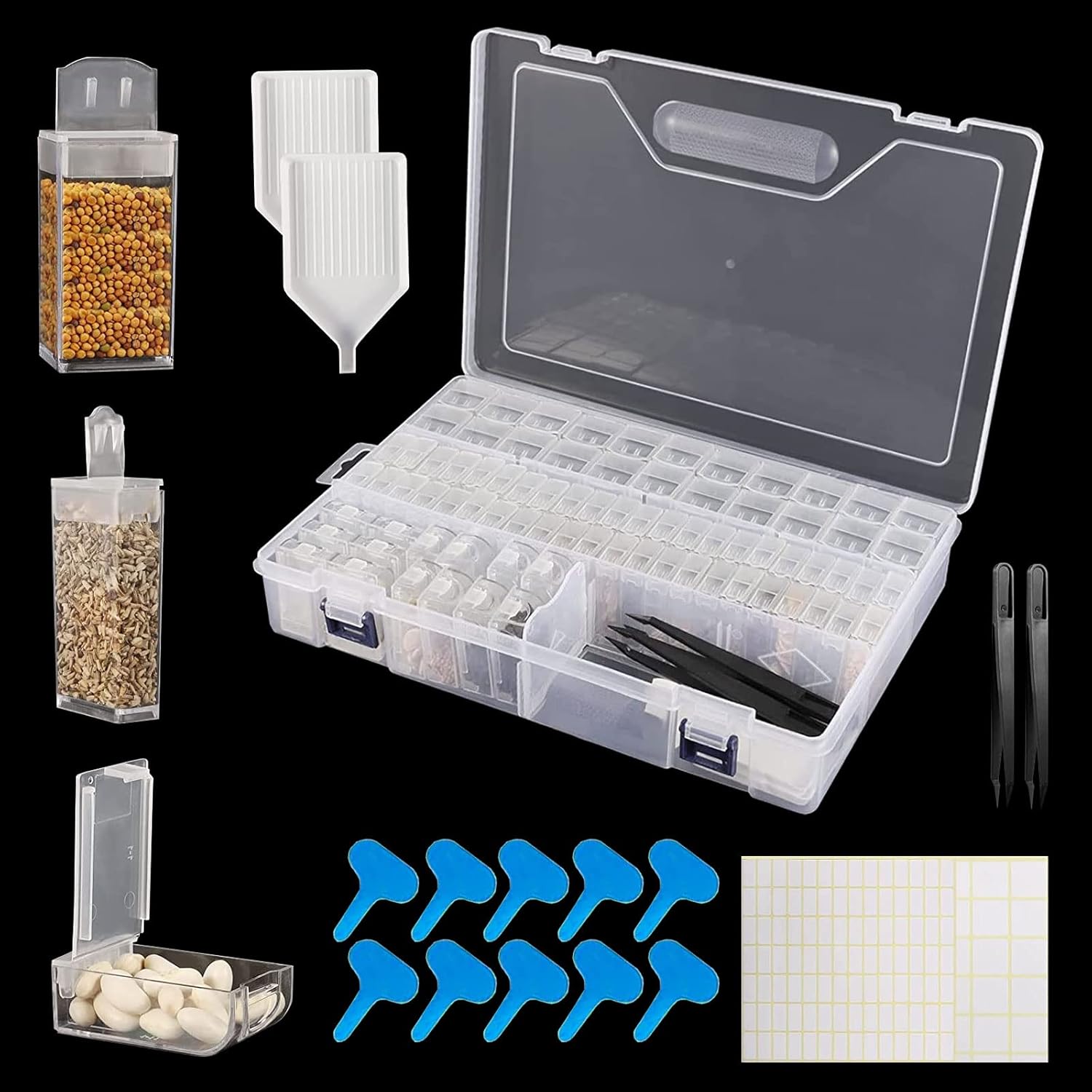 mumisuto Seed Storage Box 80 Slots Seed Storage Organizer with 10 Label ...