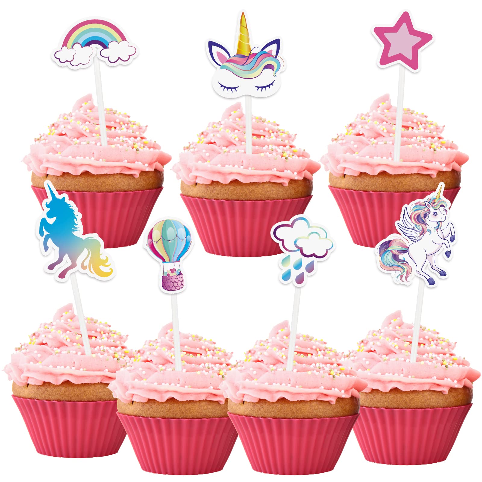 Snapklik.com : Unicorn Cupcake Topper - 35PCS Rainbow Unicorn Party ...