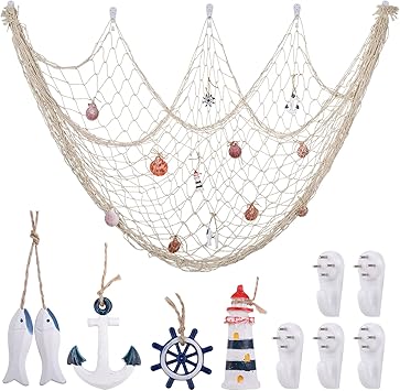 Fishing Net Decoration, Decorative Fishing Net with Sea Shells ...