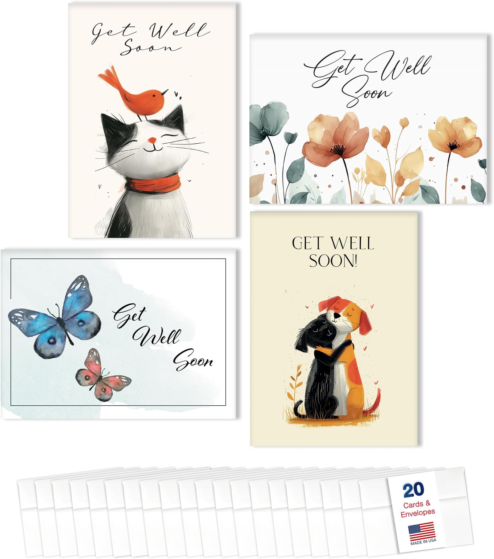 Amazon.com : Hallmark Get Well and Thinking of You Card Assortment (16 ...