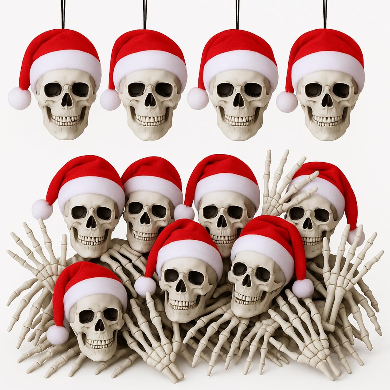 Amazon.com: Soulchen 24 Pcs Christmas Gothic Decorations Skull Tree ...
