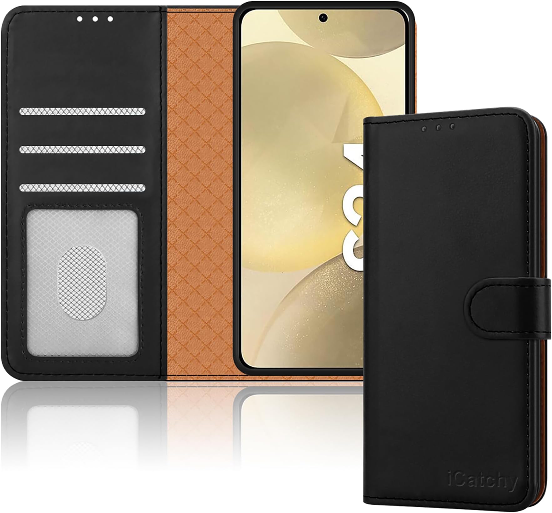 iCatchy for Samsung Galaxy S24 Case Wallet Book [Stand View] Card Case Cover Magnetic Closure ...