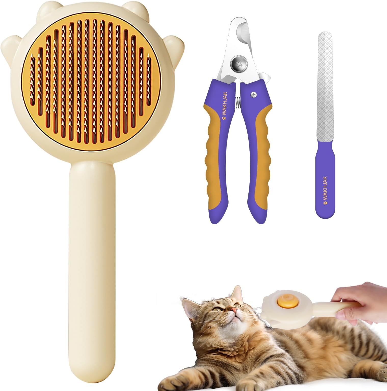 Amazon.com: VCZONE 8 Pcs Cat Brush Grooming Kits, Pet Self Cleaning Kit ...