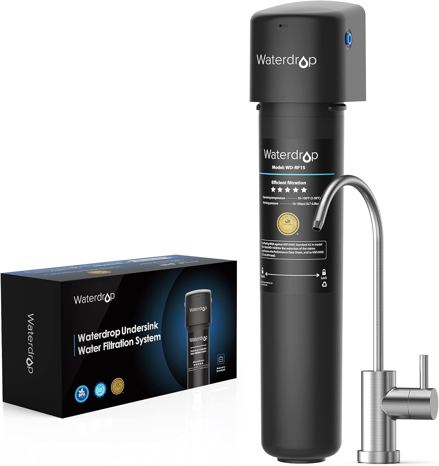 Waterdrop 15UB Under Sink Water Filter System, Reduces Lead, Chlorine ...