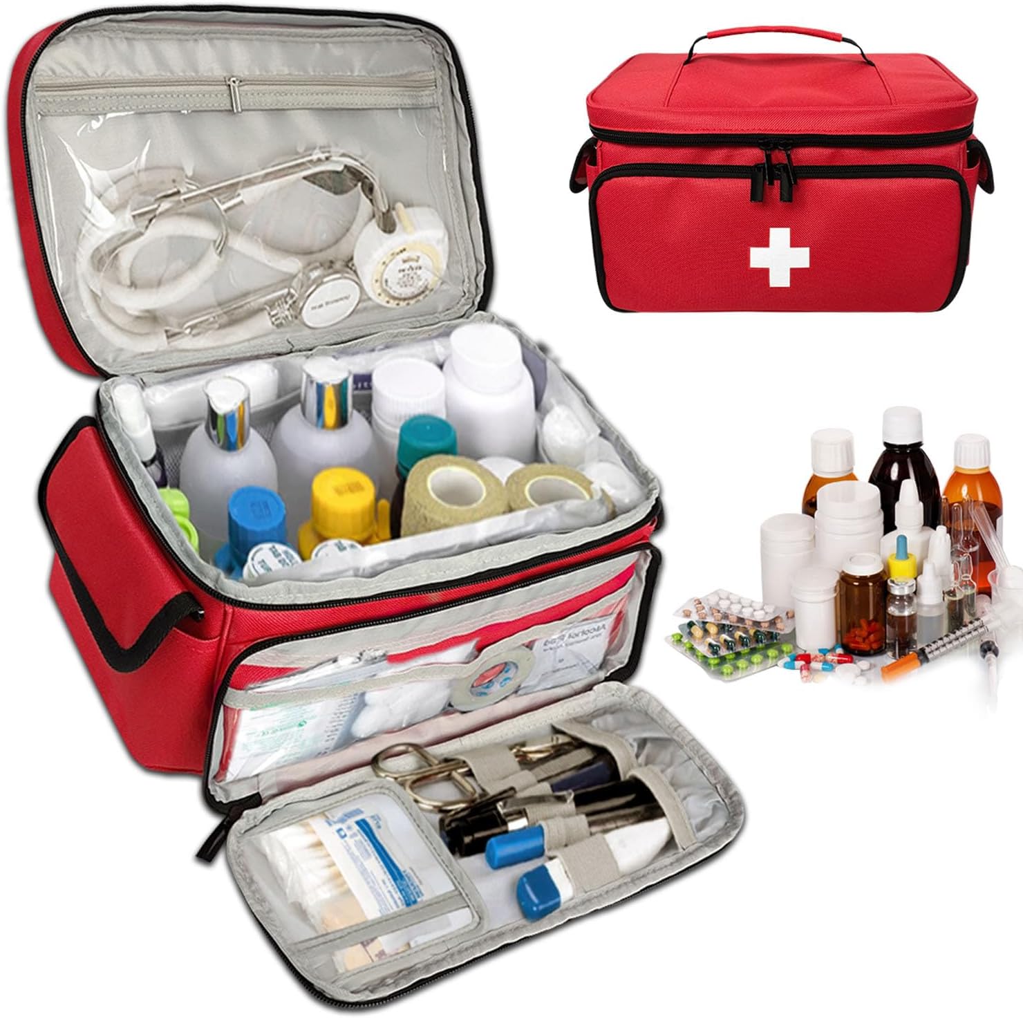 Amazon.com: Boczif First Aid Kit, First Aid Storage Carry Bag, Pill ...