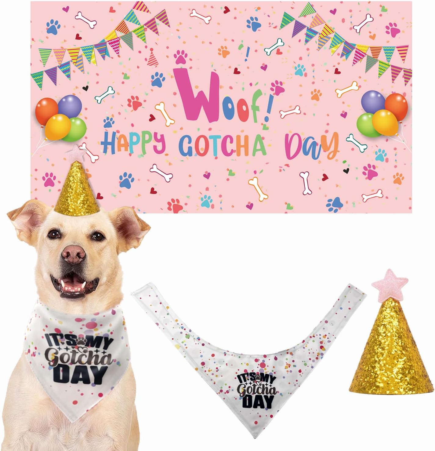 Amazon.com : Do-Dottii Gotcha Day Dog Bandana Girl Dog Birthday Bandana ...
