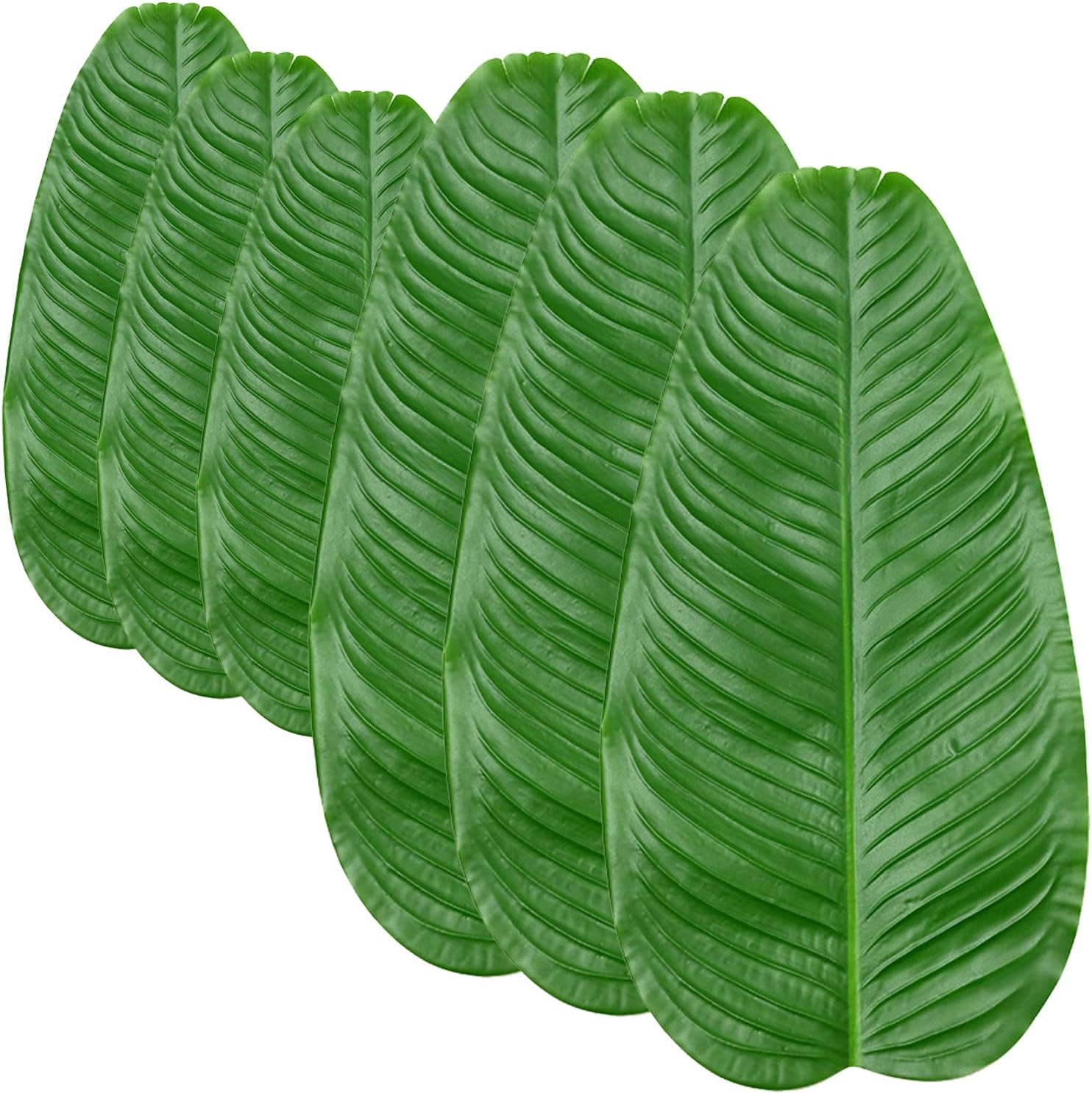 Amazon.com: Homsert 6 PCS Artificial Banana Leaves, Hawaiian Luau Party ...