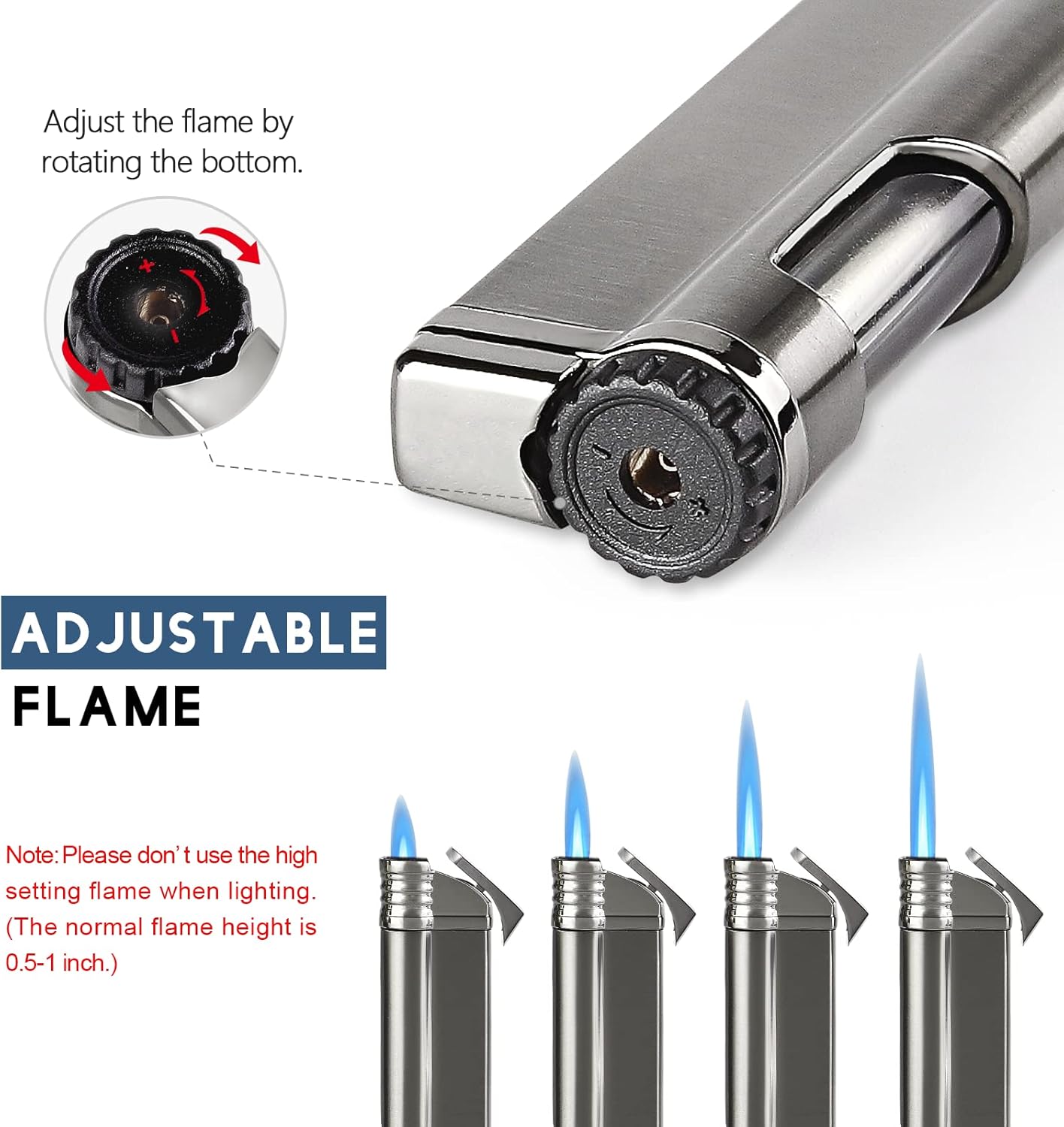 Buy YUSUD Torch Lighter, 2 Pack Butane Fuel Refillable Lighter with Gas ...