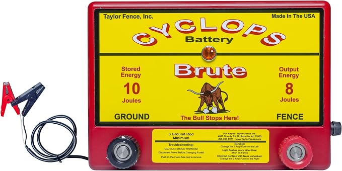 Amazon.com : Cyclops Brute Battery - 8 Joule Fence Charger - Battery ...