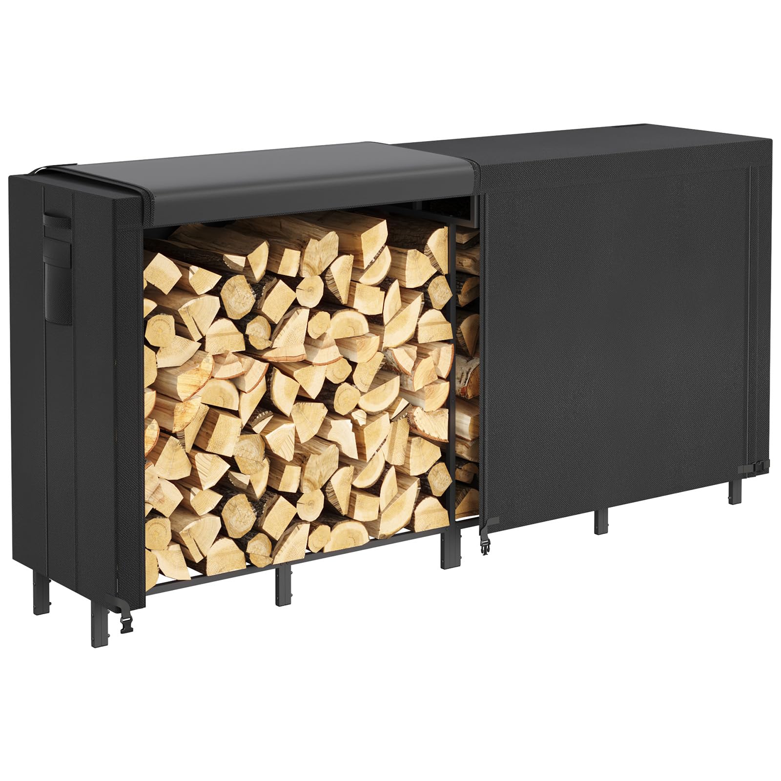 Amazon.com: Lifewit 8 FT Firewood Rack with Waterproof Cover, Heavy ...