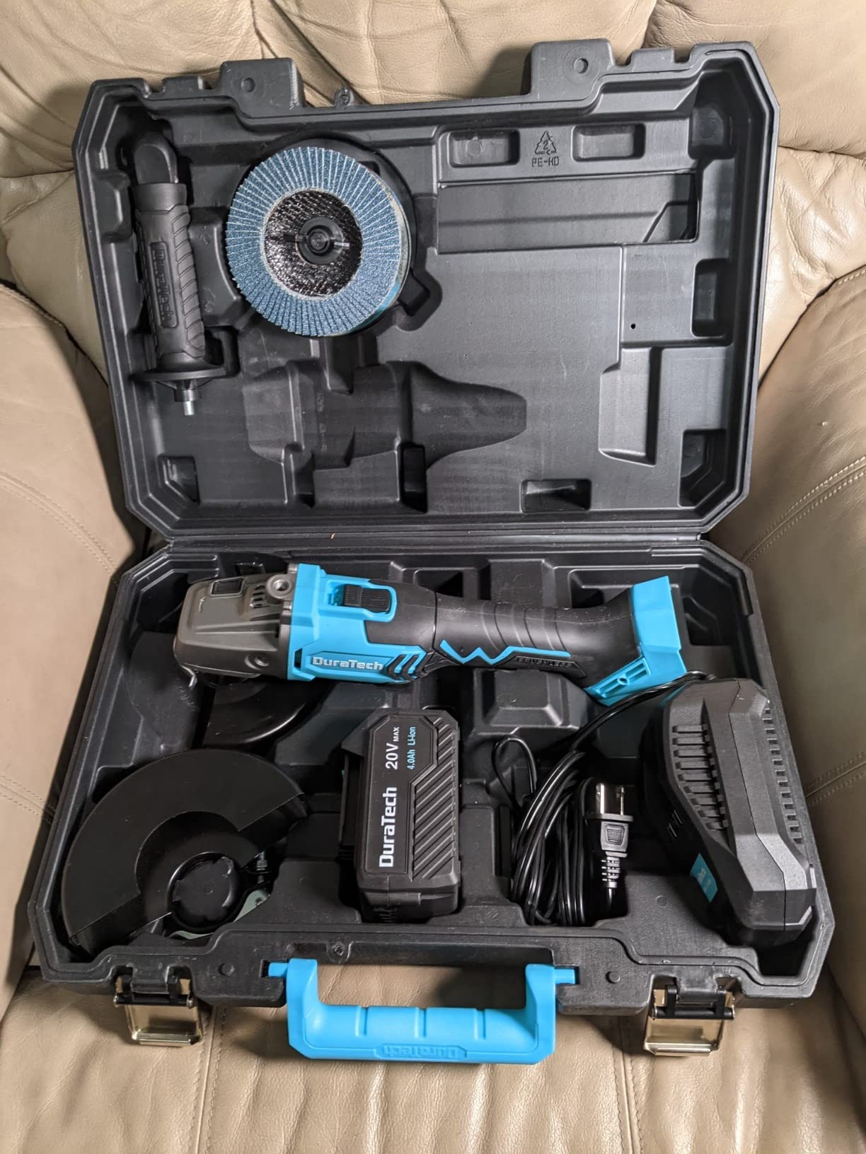 $20/mo - Finance DURATECH 20V Cordless Angle Grinder Kit, Brushless Motor, 4-1/2" Disc, 4.0Ah Li ...